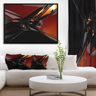 Designart "3D Abstract Red Glass Design" Abstract Framed Canvas Art ...