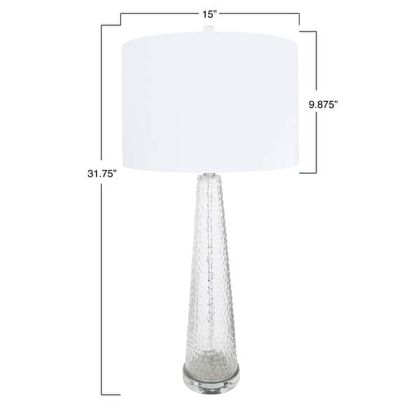 Transparent Seedy Bubble Glass Table Lamp with Linen Shade, Set of 2 ...