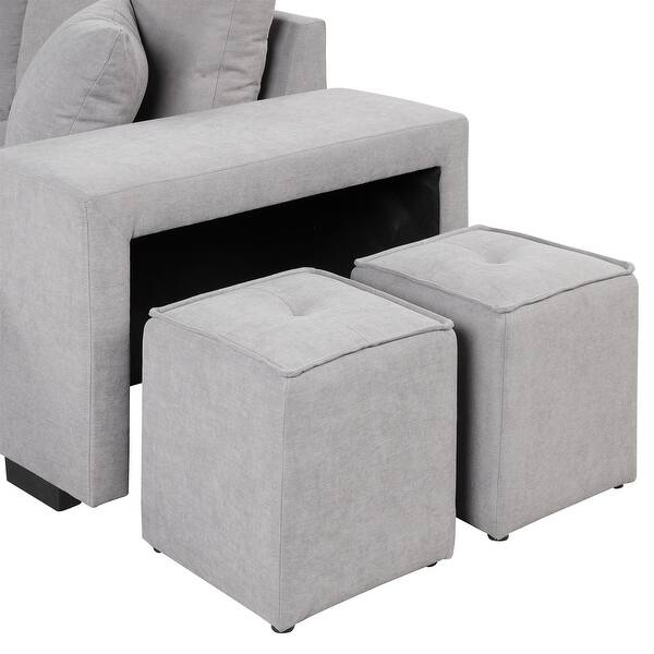 Gray Pull Out L-Shape Sleeper Sofa with Storage 2 Stools - Bed Bath ...