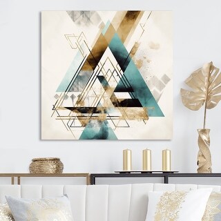 Designart "Green Triangle Boho Ii" Modern Geometric Wall Art For Living ...