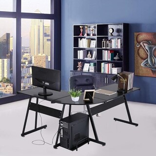 L-shaped Corner Computer Office Table PC Laptop Workstation Home Table ...