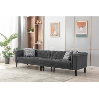 4-seater Sofa, Tufted Seat and Back Sofa, Modern Velvet Wide-Seating ...