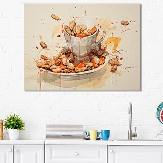 Designart "Orange And Beige Minimal Nuts Cup " Nuts Wall Art - Bed Bath ...