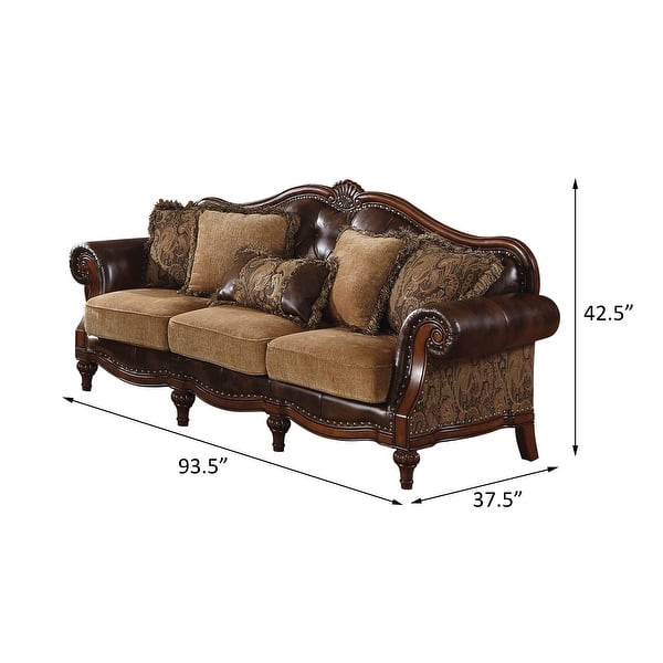 Destiny Two Tone Brown and Chenille Cherry Rolled Arm Sofa - Bed Bath ...