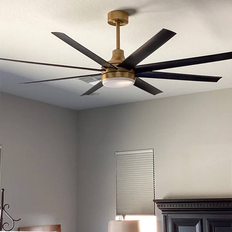 65-in Gold Large Indoor Ceiling Fan with Light Remote (8-Blade ...