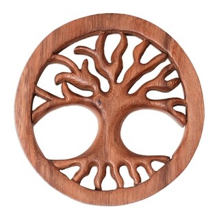 Novica Handmade Prosperous Aesthetic Wood Relief Panel - Bed Bath ...