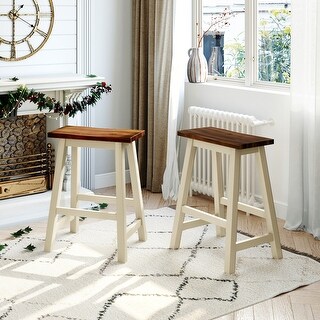 Farmhouse Rustic 2-piece Counter Height Wood Kitchen Dining Stools for ...