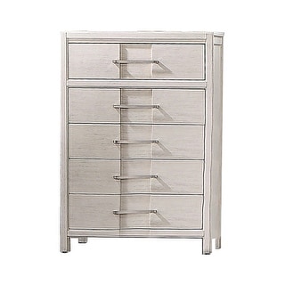 Varos 48 Inch Tall Dresser Chest, 5 Drawers, Nickel Bar Handles, White ...