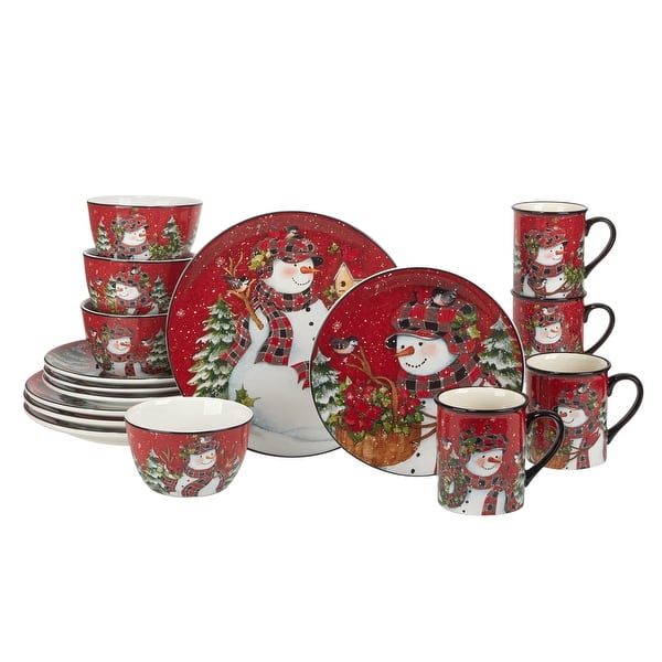 Certified International Christmas Lodge Snowman 16 pc Dinnerware Set ...