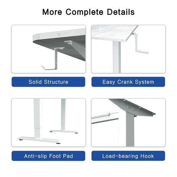 Global Pronex 47'Hand Crank Height Adjustable Office Desk with ...