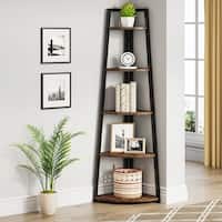 5 Tier Corner Bookshelf and Bookcase, 70 inch Tall Corner Shelves ...