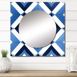 Designart "Minimalist White And Blue Polygons Geometric" Modern Wall ...