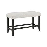 Jade 42 Inch Counter Height Bench, Wood Frame, Fabric Upholstery, White ...