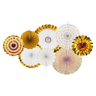 Hanging Paper Fans Party Set 8Pcs Decoration for Birthday Wedding Gold ...