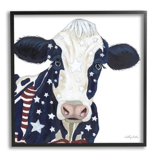 Stupell Country Americana Cow Flag Pattern Framed Giclee Art by Ashley ...