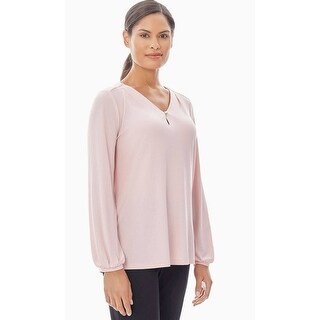 Kasper Women's Keyhole V Neck Pullover Top Pink Size 0 - Bed Bath ...