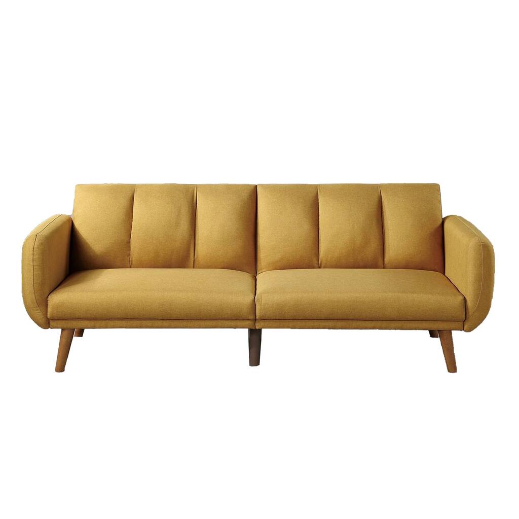 Adjustable Upholstered Sofa with Track Armrests and Angled Legs, Yellow ...
