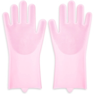 Pink Scrubbing Gloves for Dishwashing, Household Cleaning (13 x 7 x 2 ...
