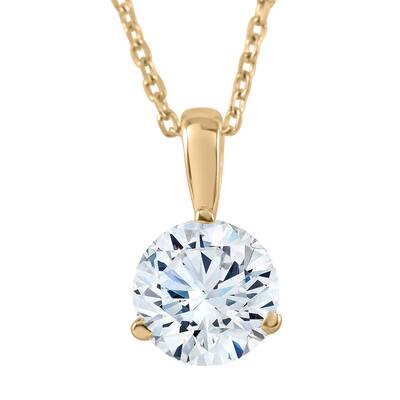 1/2 Ct Lab Grown Solitaire Diamond Pendant Rose Gold Necklace - On Sale ...