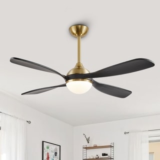 MLiAN 54 inch 4 Soild Wood Blades Smart LED Ceiling Fan with Remote ...