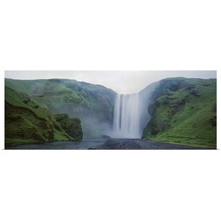 "Iceland, Skogar, Skogafoss Waterfall, Panoramic view of a waterfall ...