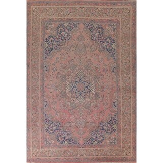 Pink Mashad Persian Vintage Area Rug Handmade Wool Carpet - 9'8" x 12'8 ...