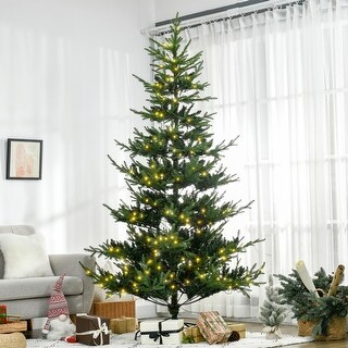 HOMCOM 8' Prelit Artificial Christmas Tree with Warm White LED lights ...