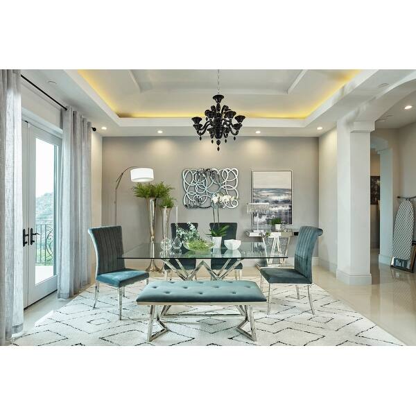 Strick & Bolton Sufjan Chrome/ Glass Dining Table - Bed Bath & Beyond ...