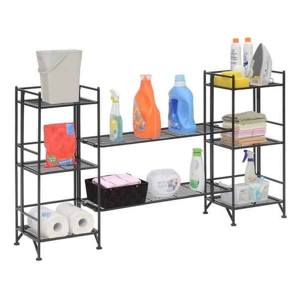 Xtra Storage 3 Tier Folding Metal Shelves with Set of 2 Deluxe ...