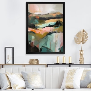 Designart "Green And Pink Transcending Reality" Abstract Painting ...