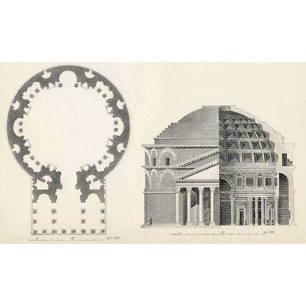 Plan And Elevation Of The Pantheon In Rome From The National ...