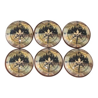Set of 6 Deer Hunting Compass Wood Cabinet Knobs - 1.5" Wide - Bed Bath ...
