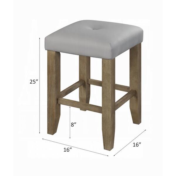 Grey and Oak Counter Height Stools Set of 2 with Wooden Tapered Legs ...