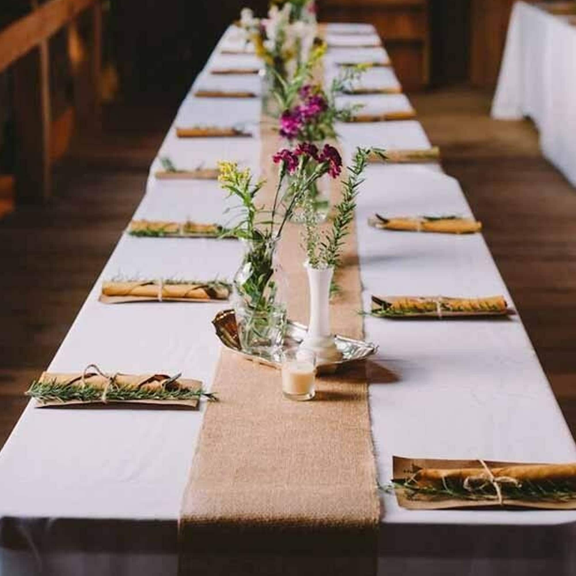 burlap table runner wedding
