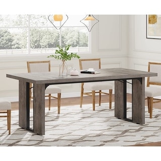 70.9" Farmhouse Dining Table for 6-8 People, Rectangle Kitchen Table ...