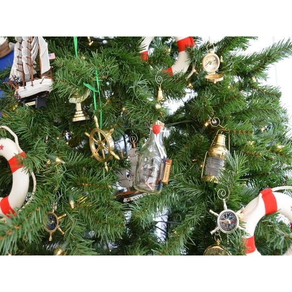 Santa Maria Model Ship in a Glass Bottle Christmas Tree Ornament - 5" L ...