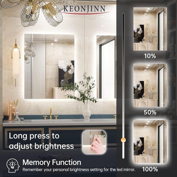 Keonjinn LED Backlit Bathroom Vanity Wall Mirror, Anti-Fog - Bed Bath ...