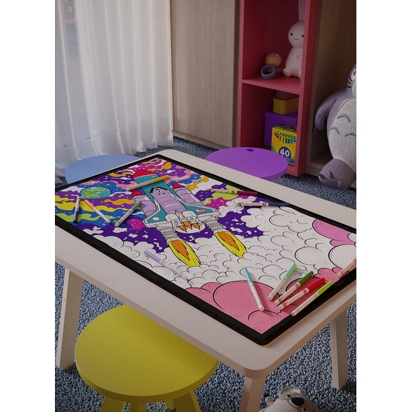 Space Art Kid Coloring Poster Rug Washable Marker Placemat Science ...