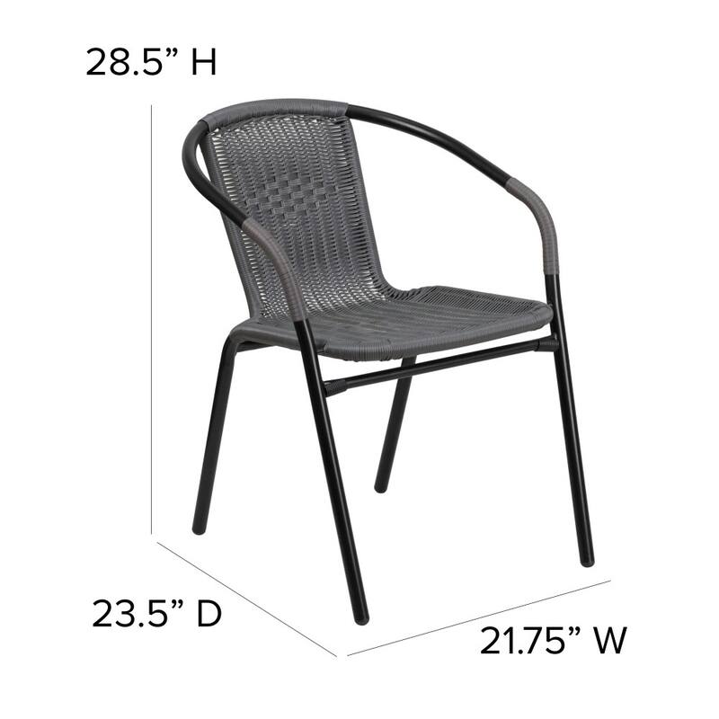 Indoor/Outdoor Stacking Rattan Restaurant Patio Chairs (Set of 4 ...