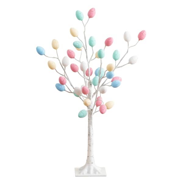 3-ft Pre-Lit Artificial Easter Twig Tree with 40 Egg Shaped LED - Bed ...