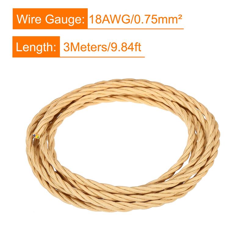 Twisted Cloth Covered Wire 3 Core 18AWG 3.0m/9.84ft,Electrical Cable ...