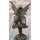 Young Fairy Angel Girl Child Bronze Sculpture Figure On Green Marble ...