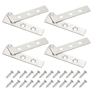 4 Set Door Pivot Hinges, 360 Rotating Hidden Door Hinges, Silver Tone ...