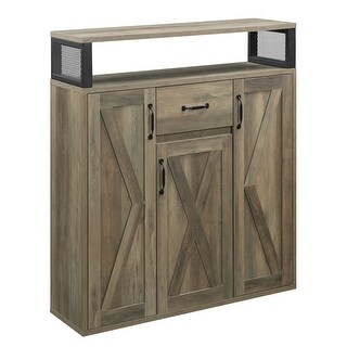 Rustic Oak Server with 3 Doors, Drawer & Adjustable Shelving for Dining ...