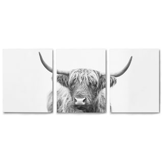 Canvas Triptych Highland Bull Horns by Sisi and Seb - 3 Piece Art Set ...