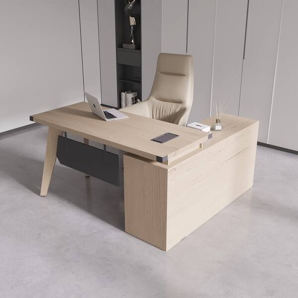 L Shaped Desk 55" Reversible Corner Computer Desk with Carbinet For ...