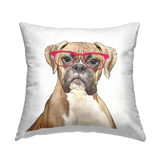 Stupell Boxer Dog With Red Glasses Printed Outdoor Throw Pillow Design ...