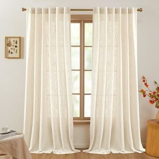 Deconovo Faux Linen Textured Window Curtain for Living Room (1 Panel ...