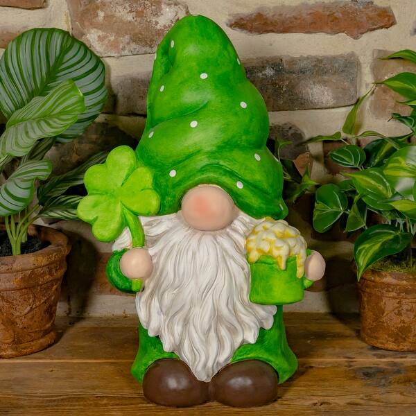 St Patricks Day Garden Gnome Holding Beer Mug And Clover Bed Bath