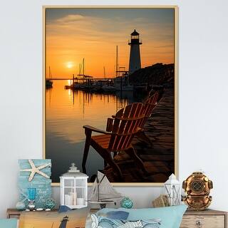 Designart "Port Maritime Solace III" Port Landscape Framed Wall Art ...